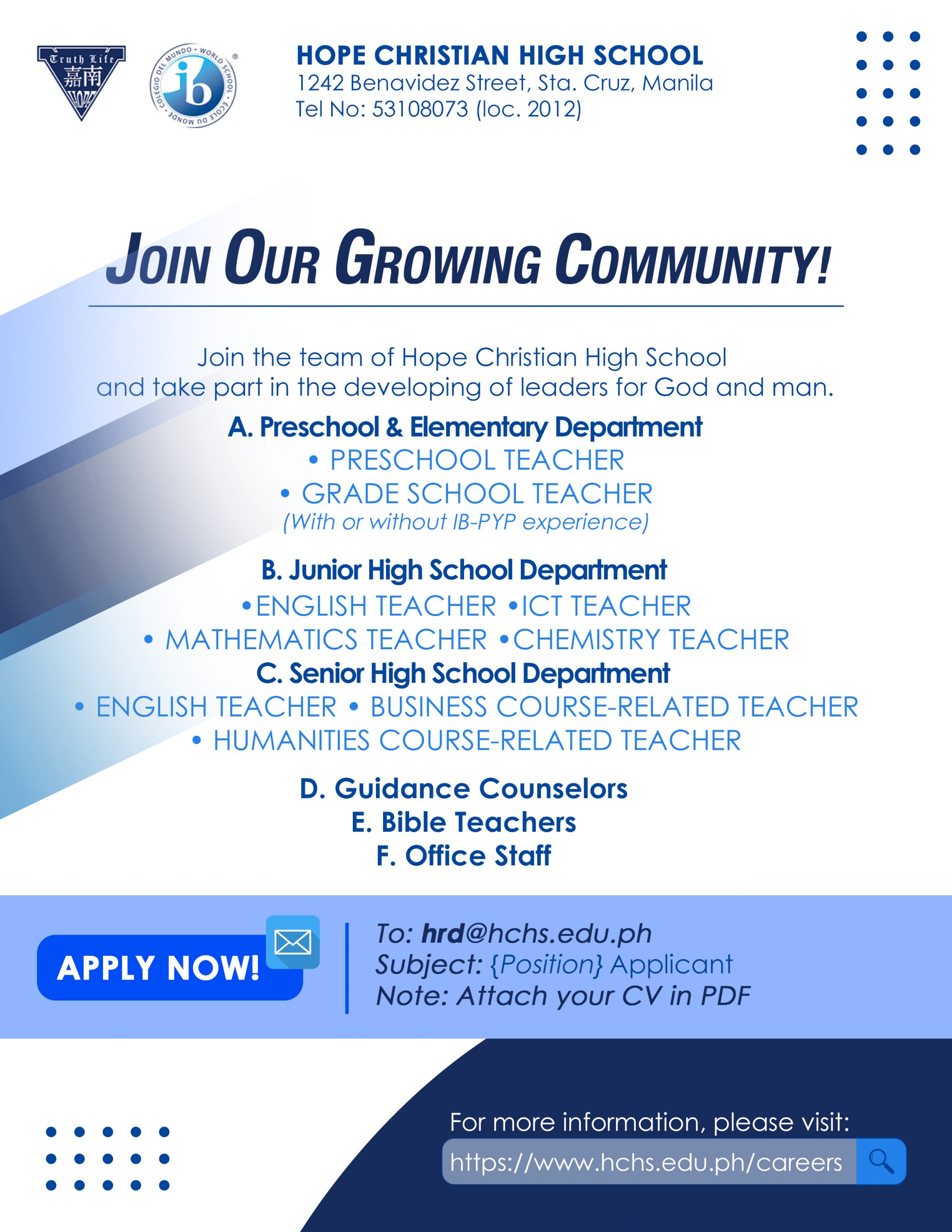 CAREERS – Hope Christian High School